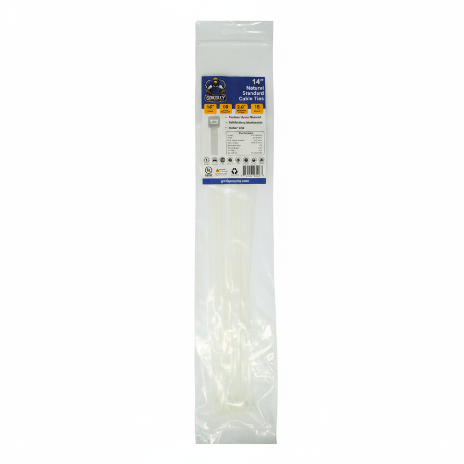 14" 50lb Natural Cable Tie 15/bag – Cable Ties Unlimited