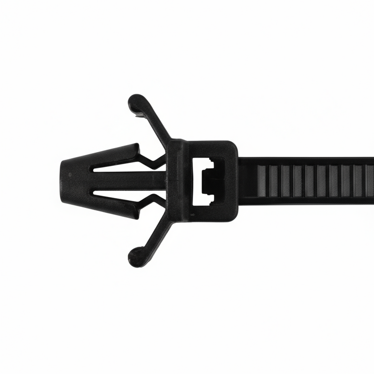 4" 18lb Black Push Mount Cable Ties With Wings 100/bag Part | Cable ...