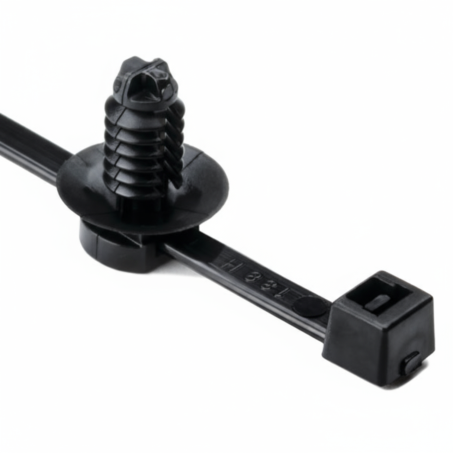 2-Piece Cable Tie/Fir Tree Mount, 8.0"L, 0.26 - 0.28" Mounting Hole Di ...